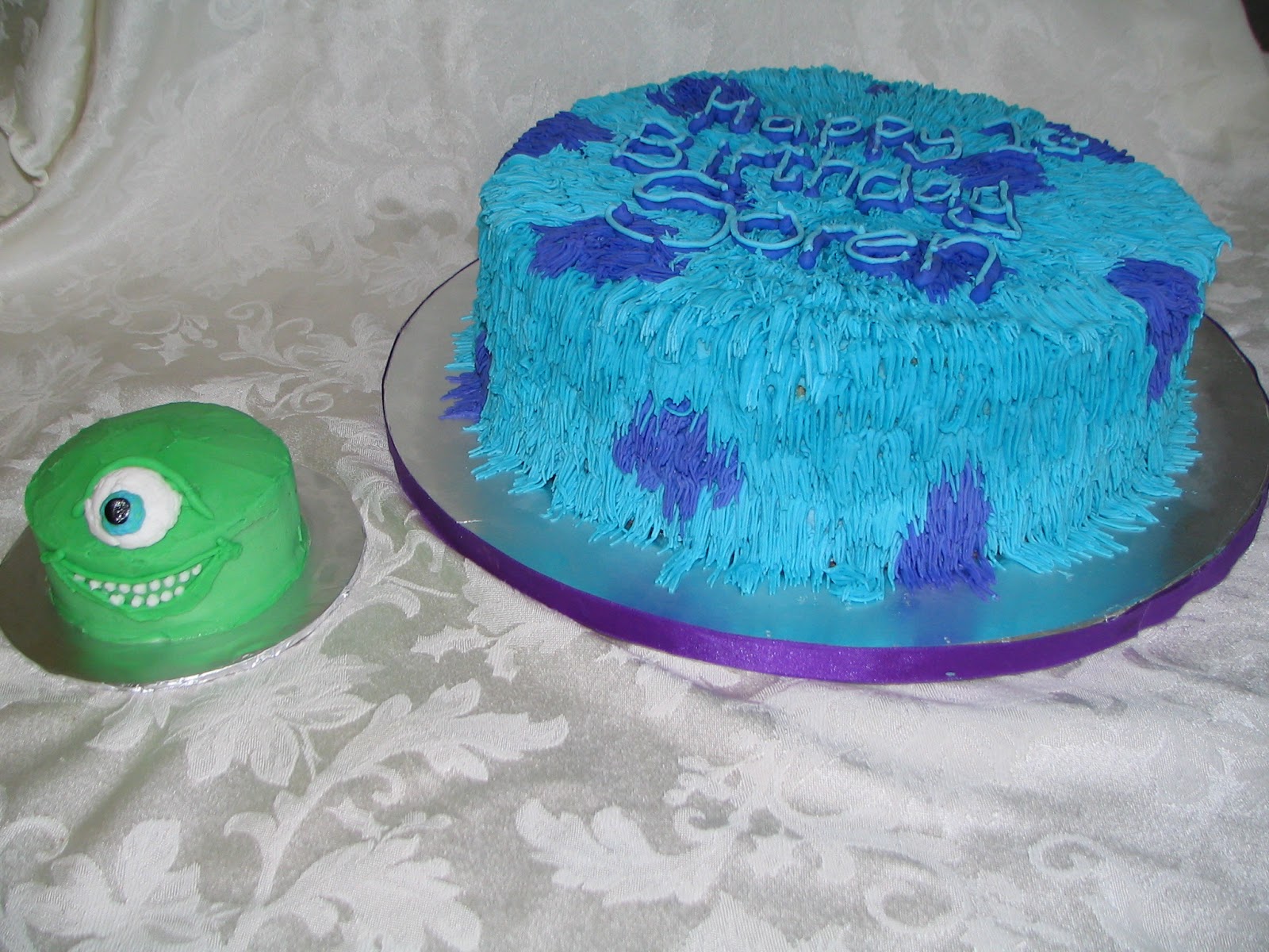 Pink and Teal: Monsters 1st Birthday Cakes